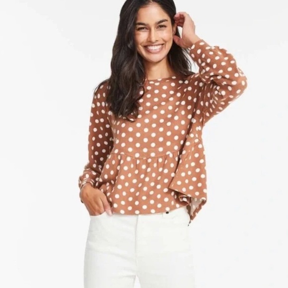 Joe Fresh | Tops | Jillian Harris X Joe Fresh Peplum Polka Dot Blouse ...